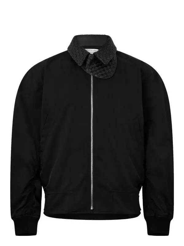 Bottega Veneta Zip-front Bomber Jacket With Textured Collar - Black