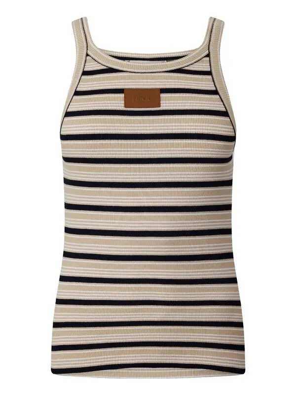 Fendi Striped Ribbed Tank Top - Nude