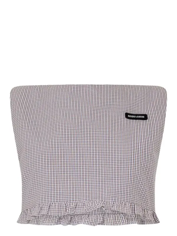 Miu Miu Check Crop Top - Gray