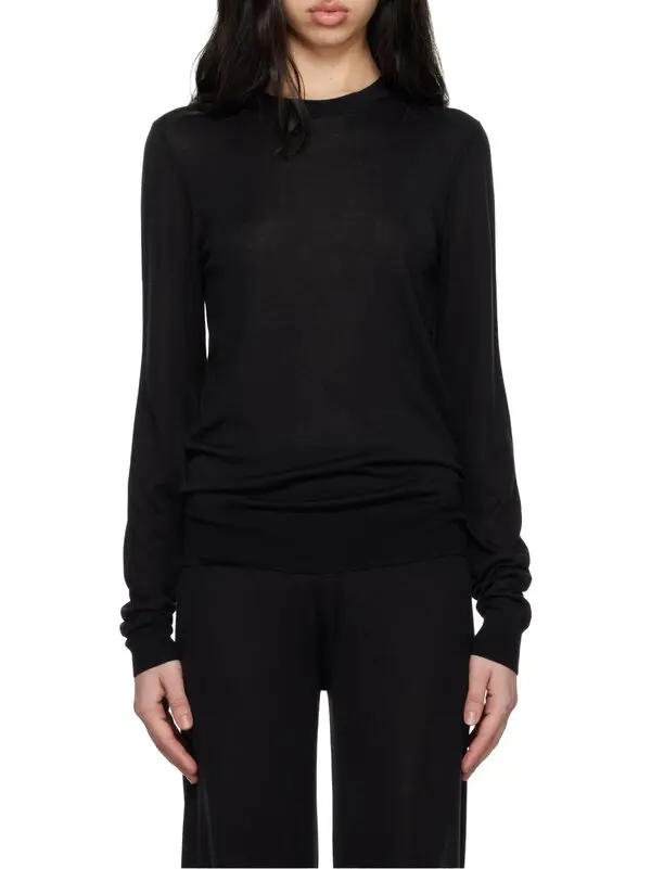 TOTEME Ribbed Hem Crewneck Knitted Jumper - Black