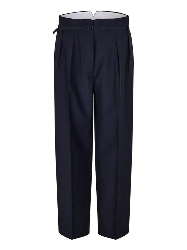 Prada High-waisted Pleated Wide Leg Trousers - Black