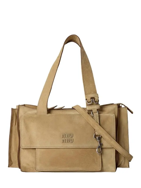 Miu Miu Suede Shoulder Bag - Beige