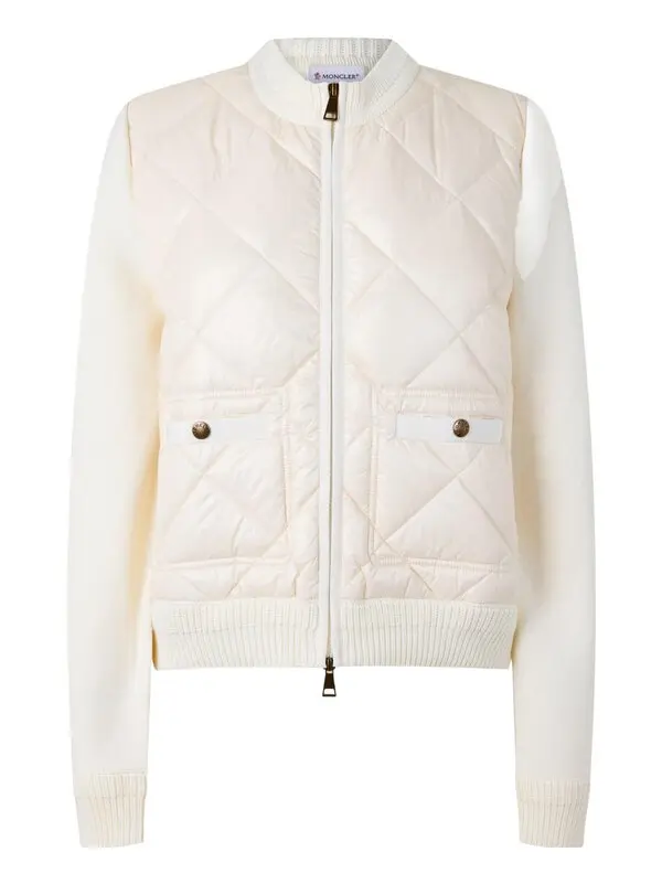 Moncler Hybrid Quilted Bomber Jacket With Knit Sleeves - No