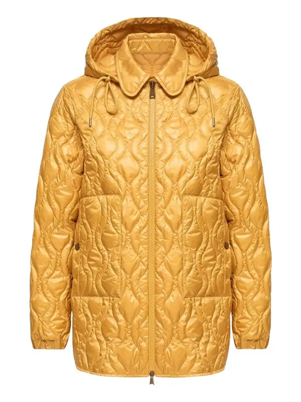 Moncler Balette Geometric Quilted Mid-length Down Jacket - Yellow