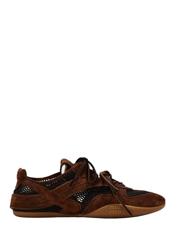 Miu Miu Low-top Lace-up Sneakers - Brown