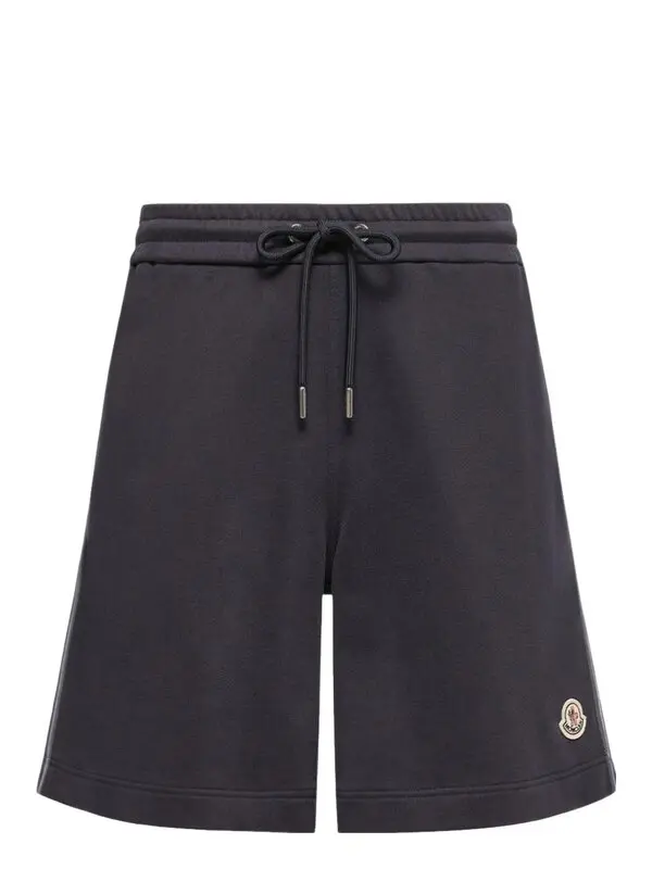 Moncler Striped Trim Cotton Fleece Shorts - Midnight Blue