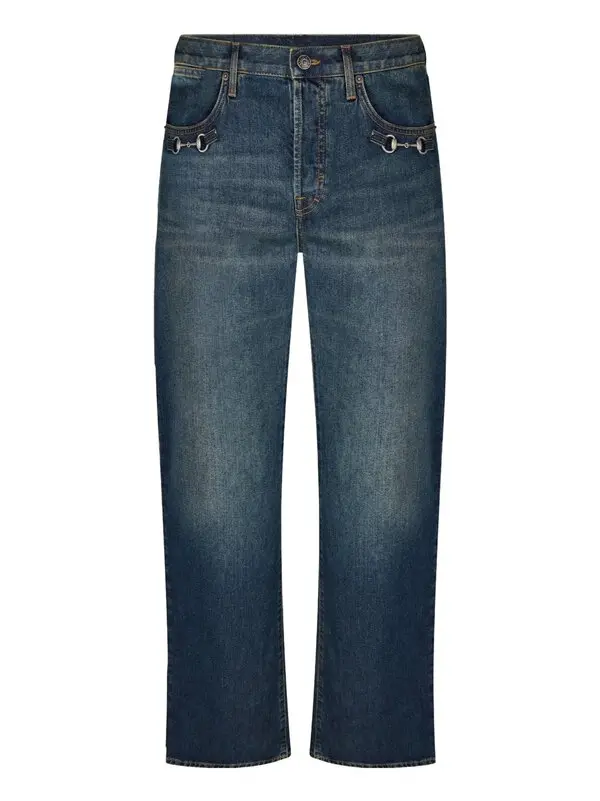 Gucci Horsebit Wide-leg Jeans - Blue