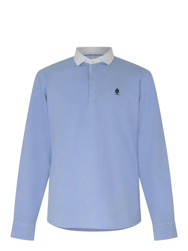 Prada Long-sleeve Poplin Polo Shirt - Blue