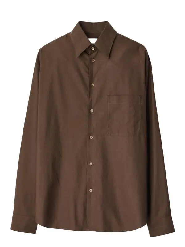 LEMAIRE Regular Shirt In Washed Cotton Silk - Truffle