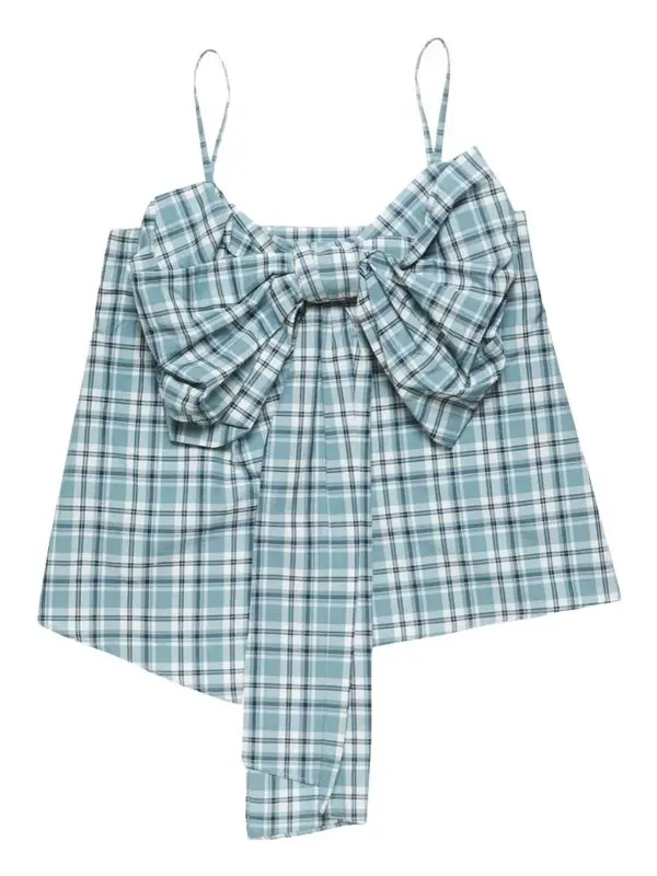 Acne Studios Sleeveless Bow Detail Checked Top - Blue/white