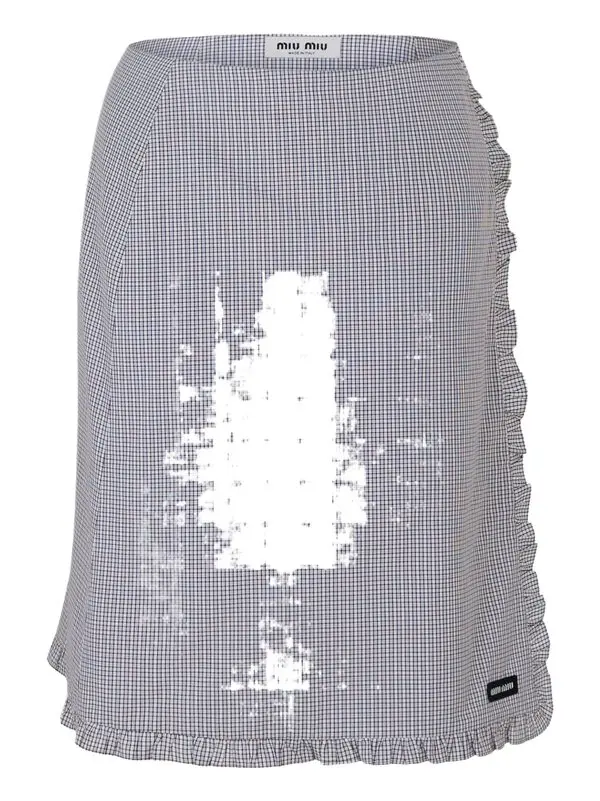 Miu Miu Plaid Midi Skirt - Gray