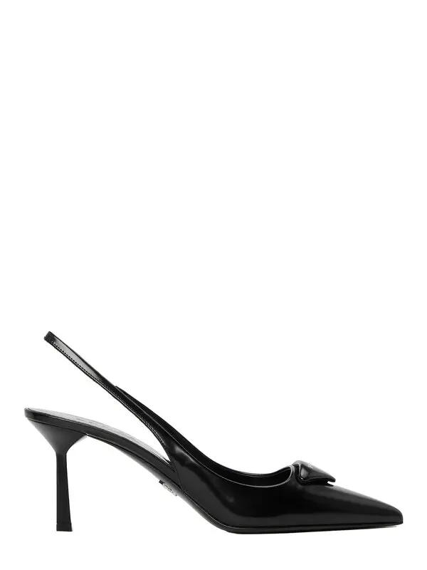 Prada Saffiano Patent Leather Slingback Pumps - Black