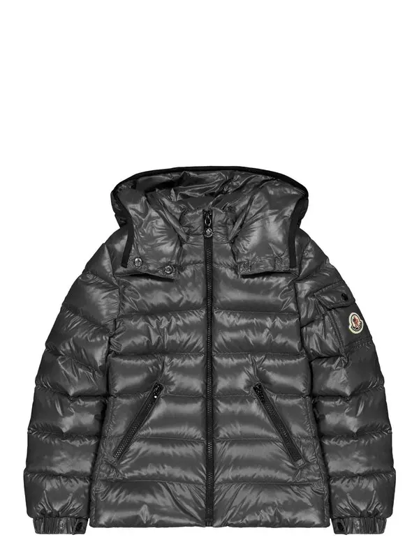 Moncler Dark Gray Glossy Hooded Down Jacket - Grey