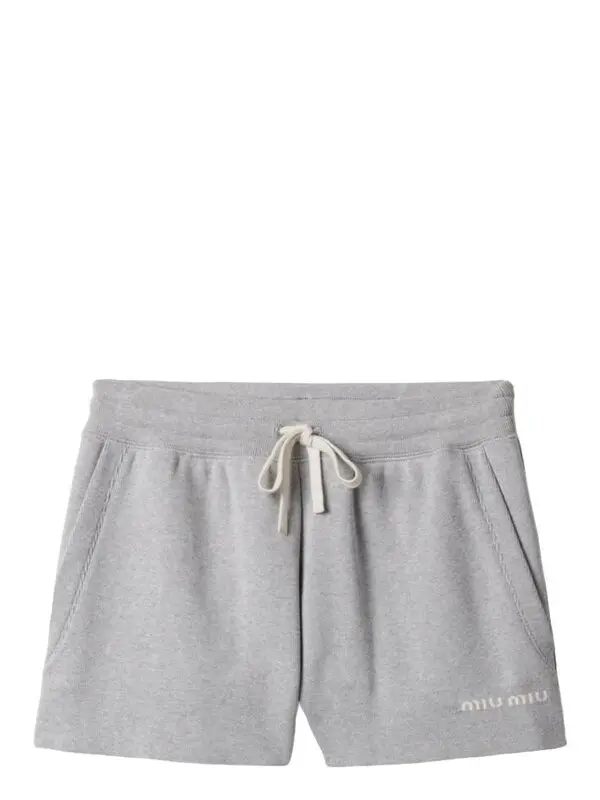 Miu Miu Logo Embroidered Drawstring Shorts - Grey