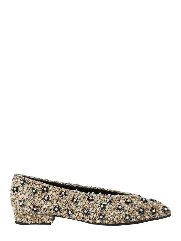 Loro Piana Rebecca Ballet Flats In Cashmere And Silk Tweed With Crystal Embellishments - Multicolor