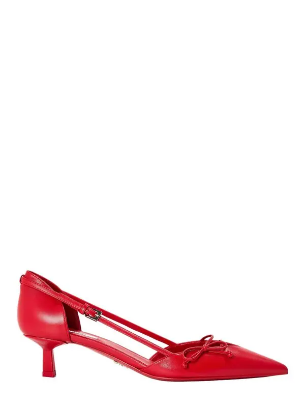 Prada Stiletto Court Shoes With Bow Detailing - Red