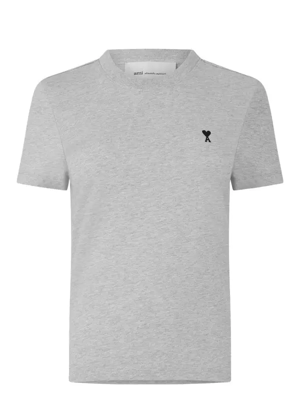 AMI Paris Light Heather Crew-neck Short-sleeve Tee - Grey
