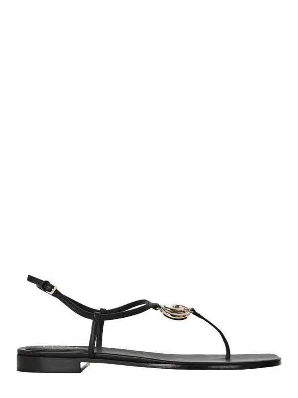 Gucci Leather Flat Sandals With Interlocking G Detail - Black
