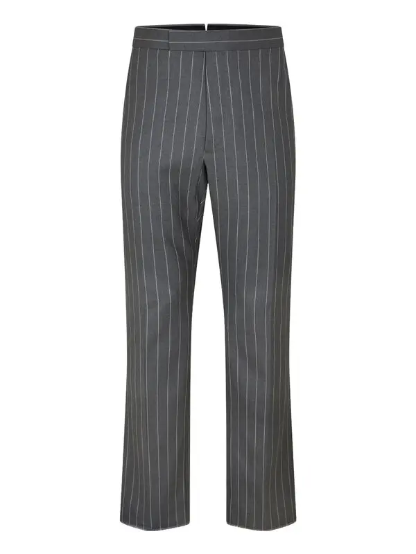 Thom Browne Mid-rise Straight Leg Tailored Trousers With Pinstripe - Black