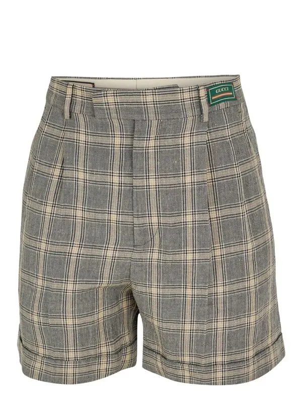 Gucci Tailored Plaid Wool Shorts - Gray