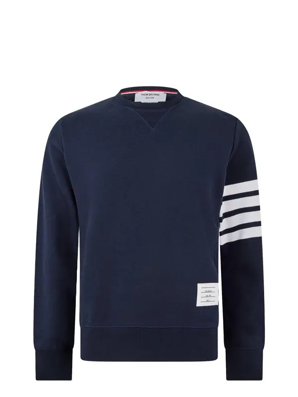 Thom Browne Crewneck Sweatshirt With Striped Sleeve Detail - Black