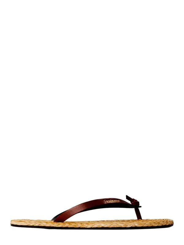 Saint Laurent Raffia Flip Flops - No