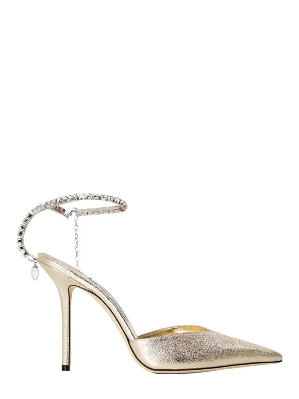 JIMMY CHOO Saeda 100 Crystal Embellished Satin Pumps - No