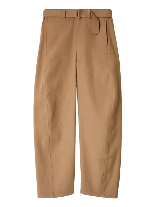 LEMAIRE Twisted Belted Pants In Dyed Heavy Broken Twill - Tobacco