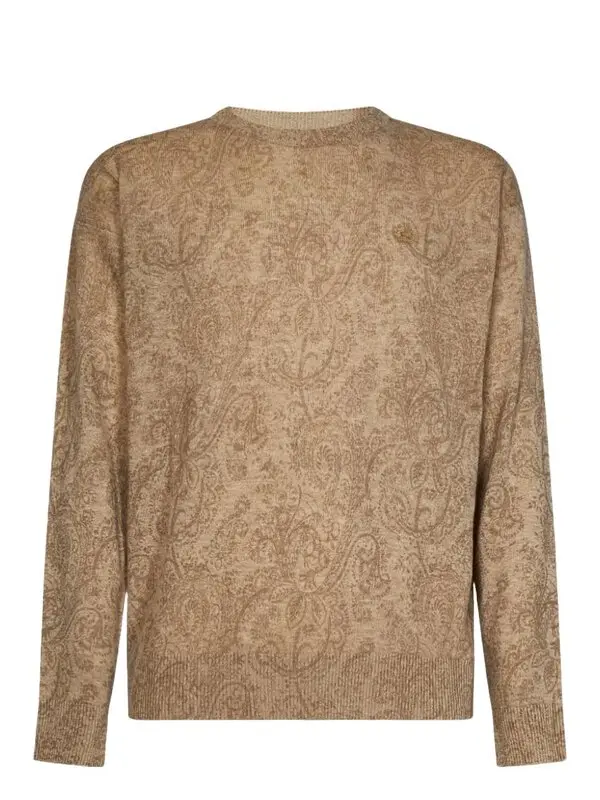 Etro Logo-embroidered Crewneck Knitted Jumper - Brown