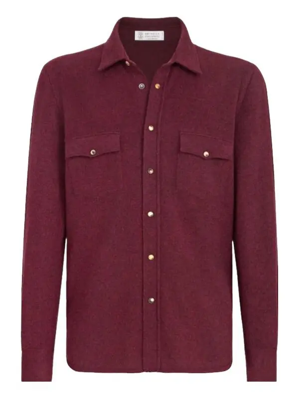 Brunello Cucinelli Virgin Wool, Cashmere And Silk Knit Shirt - Deep Fuchsia