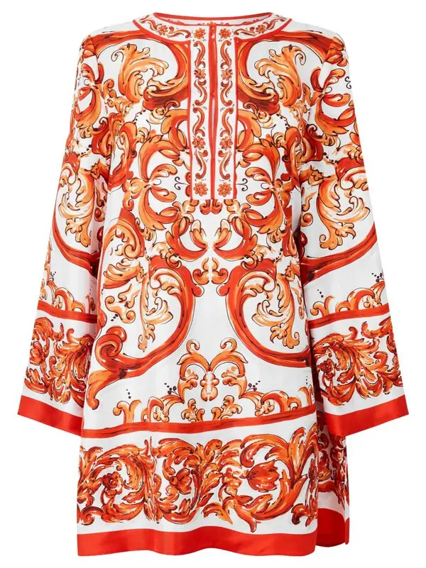 Dolce & Gabbana Tunic Dress With Baroque Print - Red
