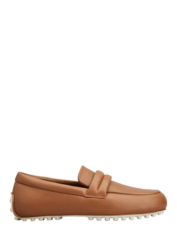 TOD'S Round Toe Slip-on Loafers With Color-blocked Sole - Brown