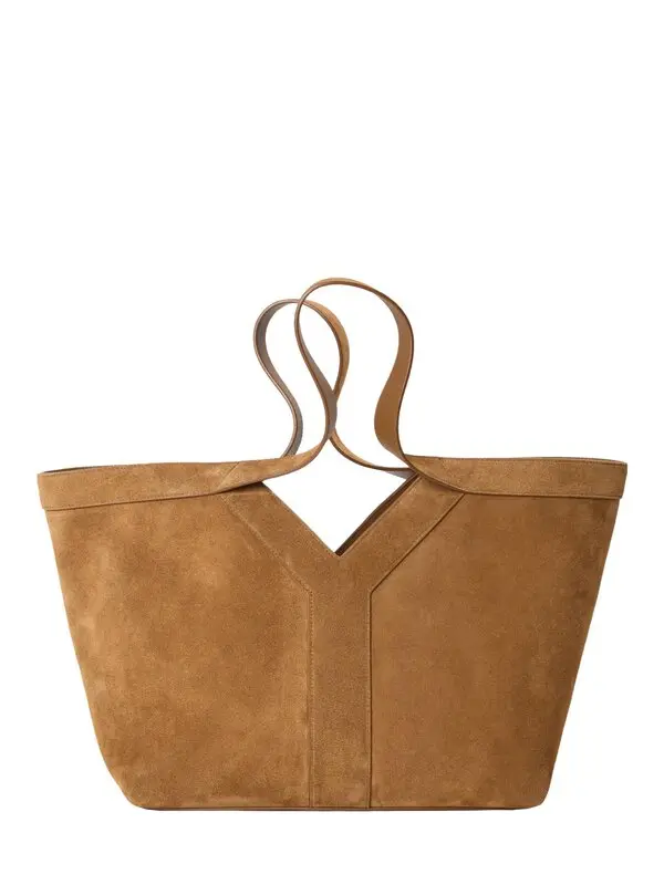 Saint Laurent Suede Tote Bag With Twin Carry Handles - No