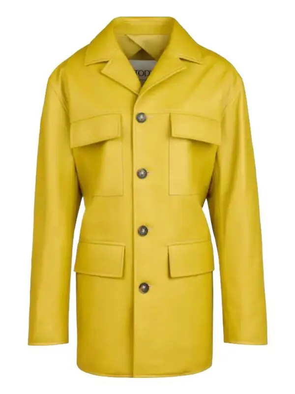 TOD'S Long-sleeved Leather Jacket - Yellow