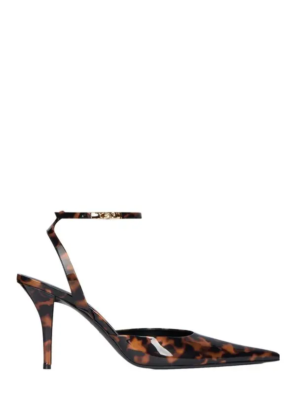 Balmain Printed Patent Leather Strappy Pumps - Brown