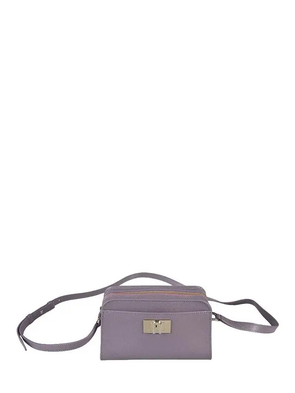 Furla Aura Pebbled Leather Crossbody Bag - Gray