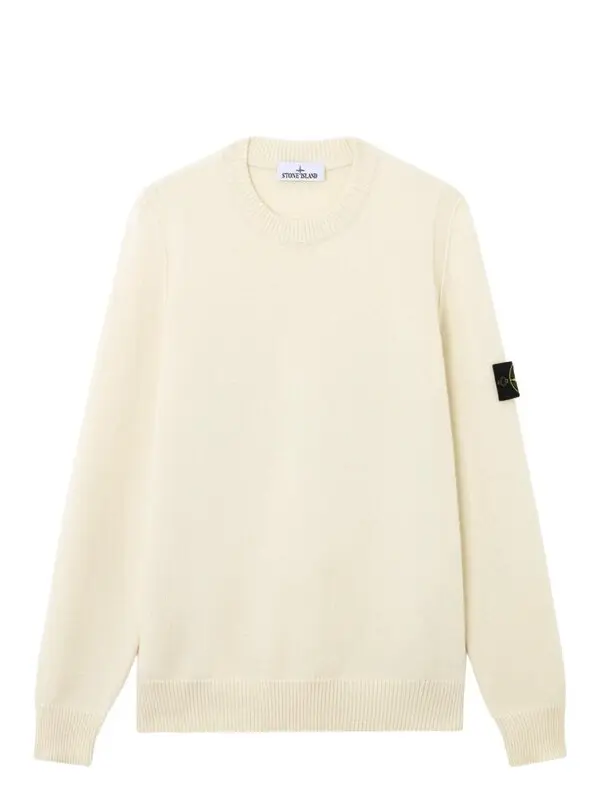 Stone Island Logo Patch Crewneck Jumper - Ivory