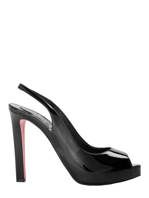 CHRISTIAN LOUBOUTIN Patent Leather Platform Slingback Pumps - Black