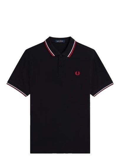 Fred Perry Short Sleeve Twin Tipped Polo Shirt - Black