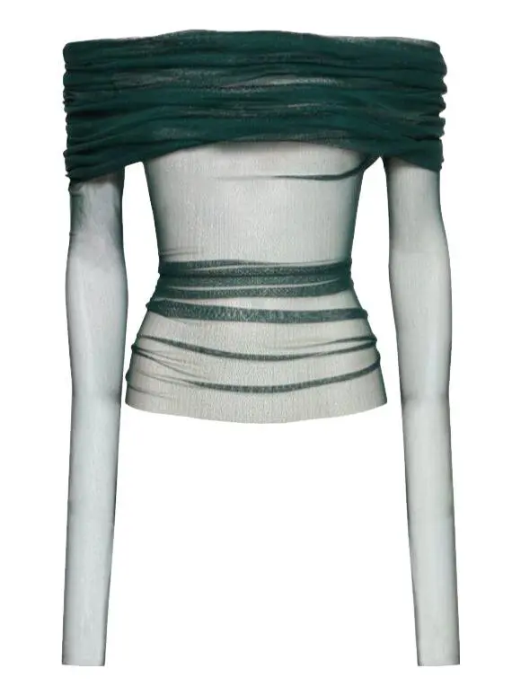 Christopher Esber Pleated Sheer Blouse - Gray