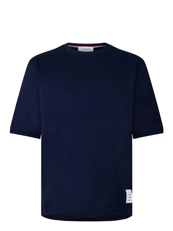Thom Browne Navy Crewneck Mid-sleeve Tee - No