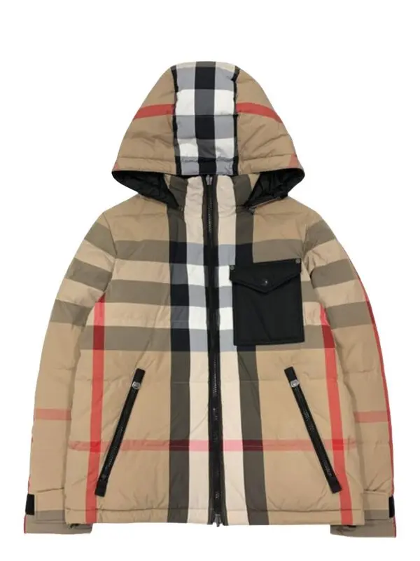 Burberry Reversible Check Puffer Jacket - Nude
