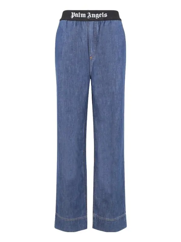 Palm Angels Mid-waisted Wide-leg Jeans - Blue