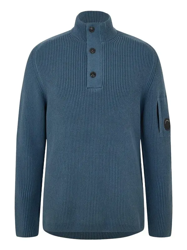 C.P. COMPANY Ribbed Crew Neck Knit With Button Detail - No
