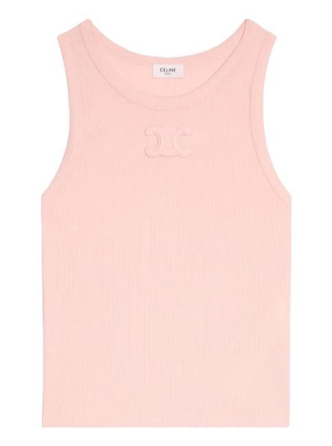 Celine Triomphe Ribbed Cotton Tank Top - Nude