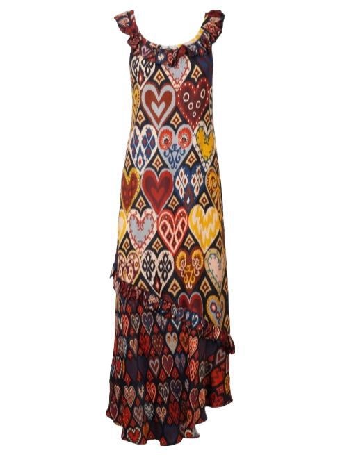 Farm Rio Hearts Ikat Maxi Dress - Brown