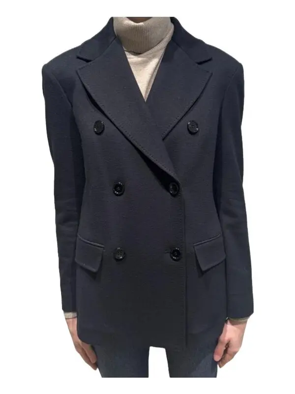 Max Mara Double Breasted Long Sleeve Suit Jacket - Black