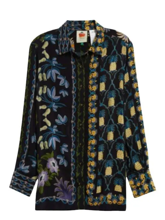 Farm Rio Long Sleeve Printed Shirt - Black