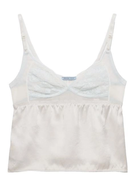 Prada Satin And Lace Bustier Top - Ice