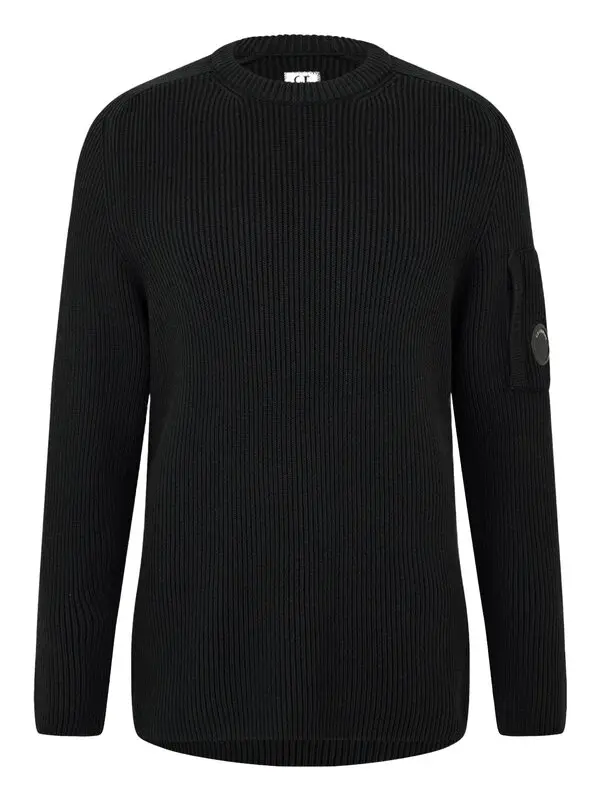 C.P. COMPANY Solid Crew Neck Knit - Black